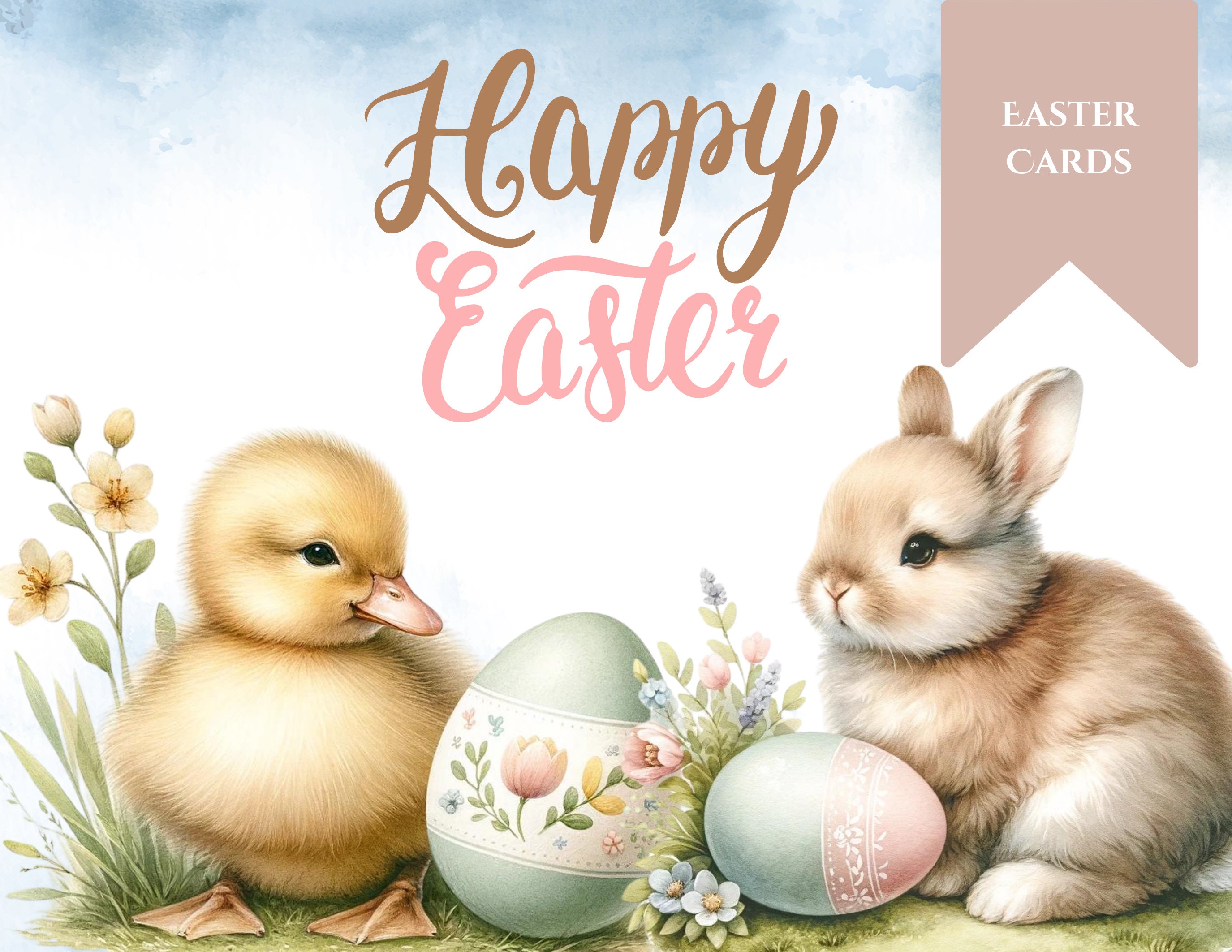 Cottagecore Easter Clipart Pack Transparent Background Watercolor ...