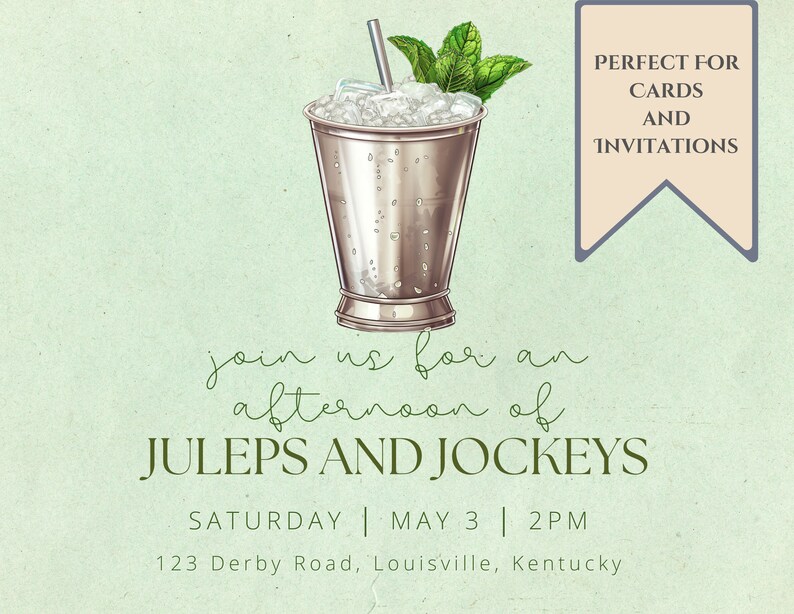 Mint Julep Clipart Pack - Transparent Background - Mint Juleps ...