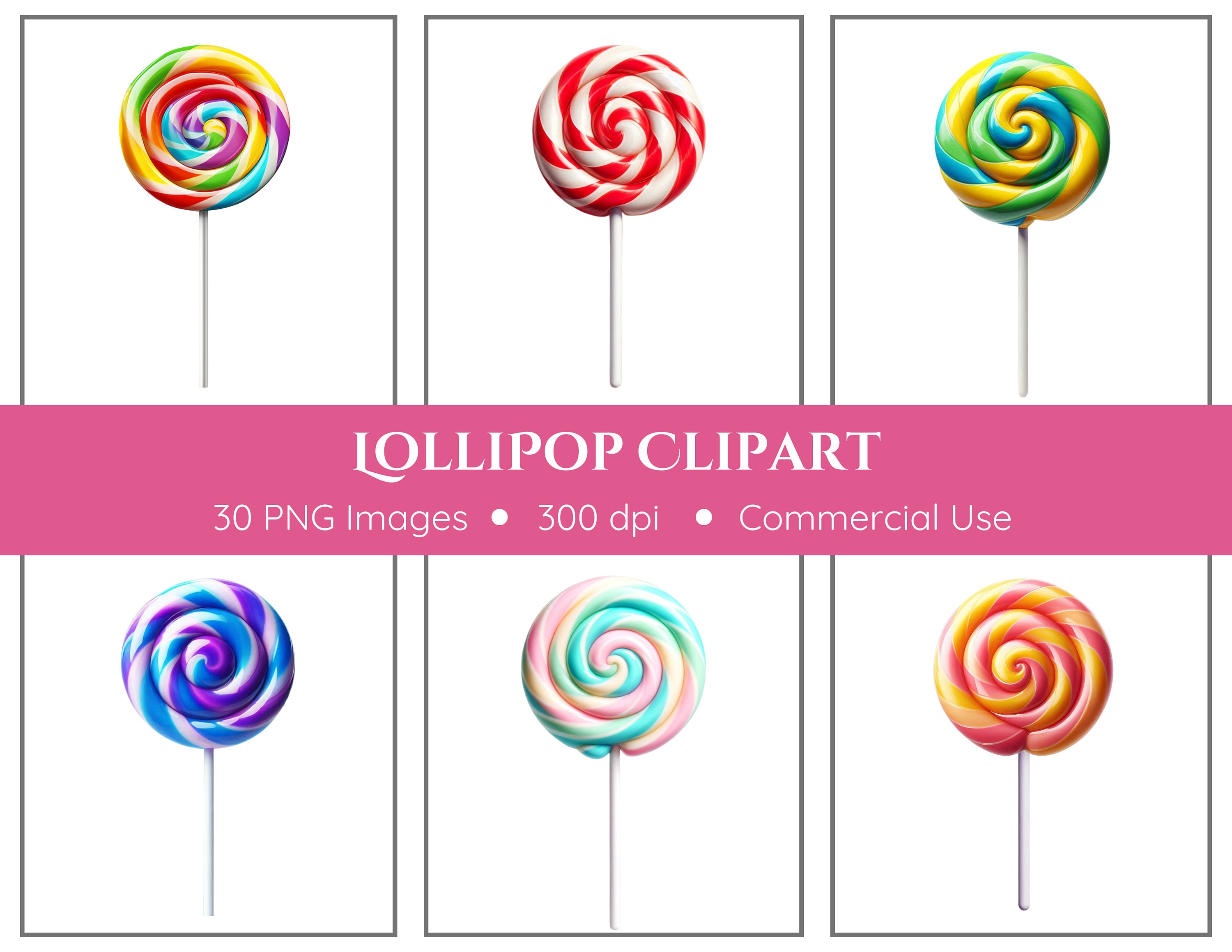 Lollipop Clipart Pack | 30 Pngs | Transparent Background | Lollipop ...