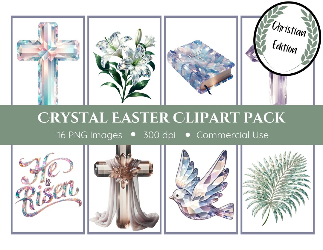Religious Easter Crystal Clipart Pack - Transparent Background ...