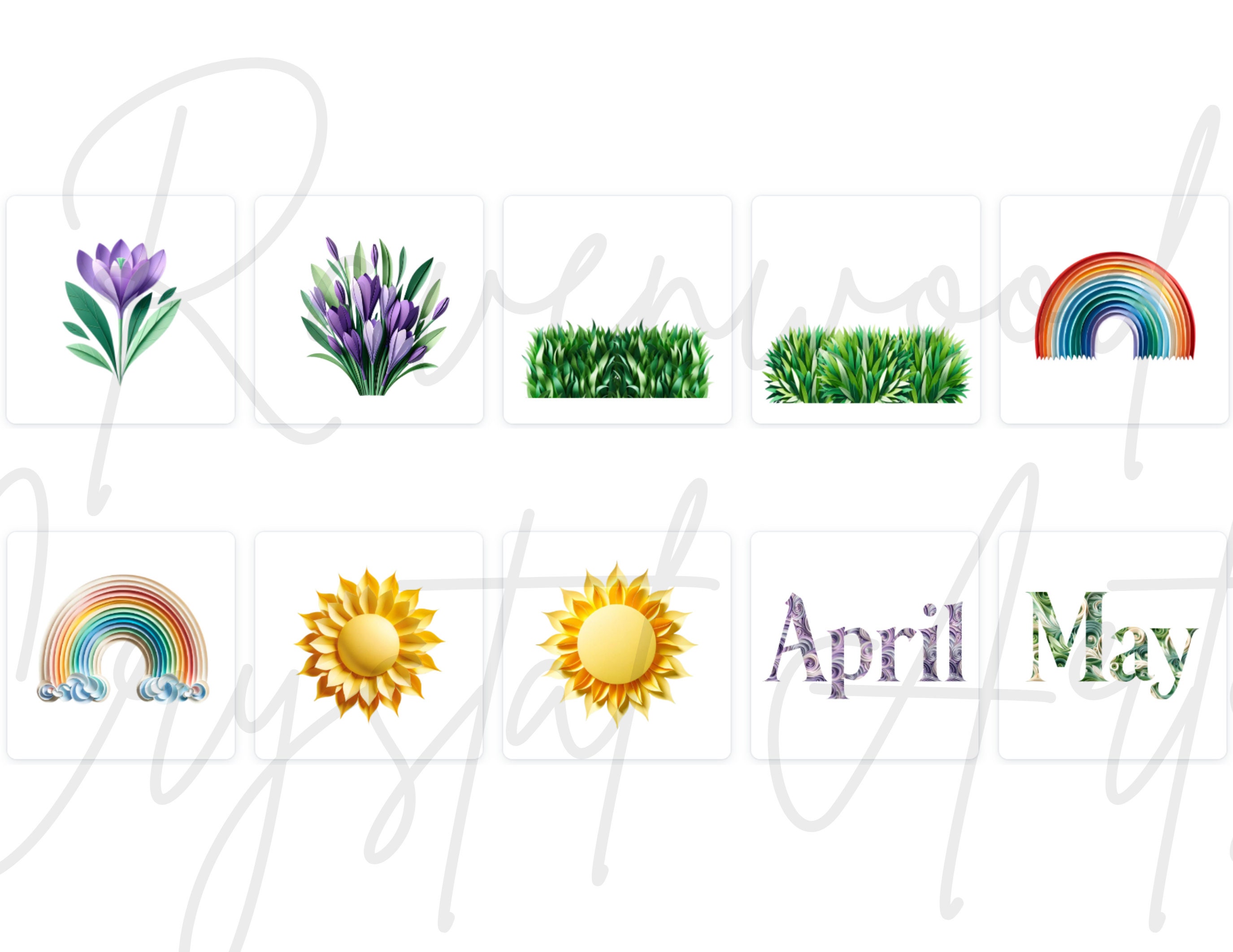 April Showers Bring May Flowers Clipart Pack Transparent Background 3D ...