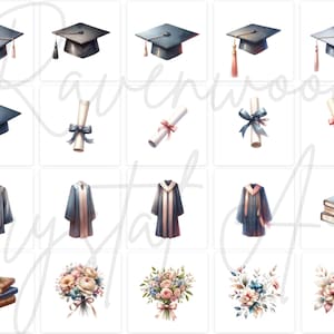 Watercolor Graduation Clipart Pack - Transparent Background - 2024 ...