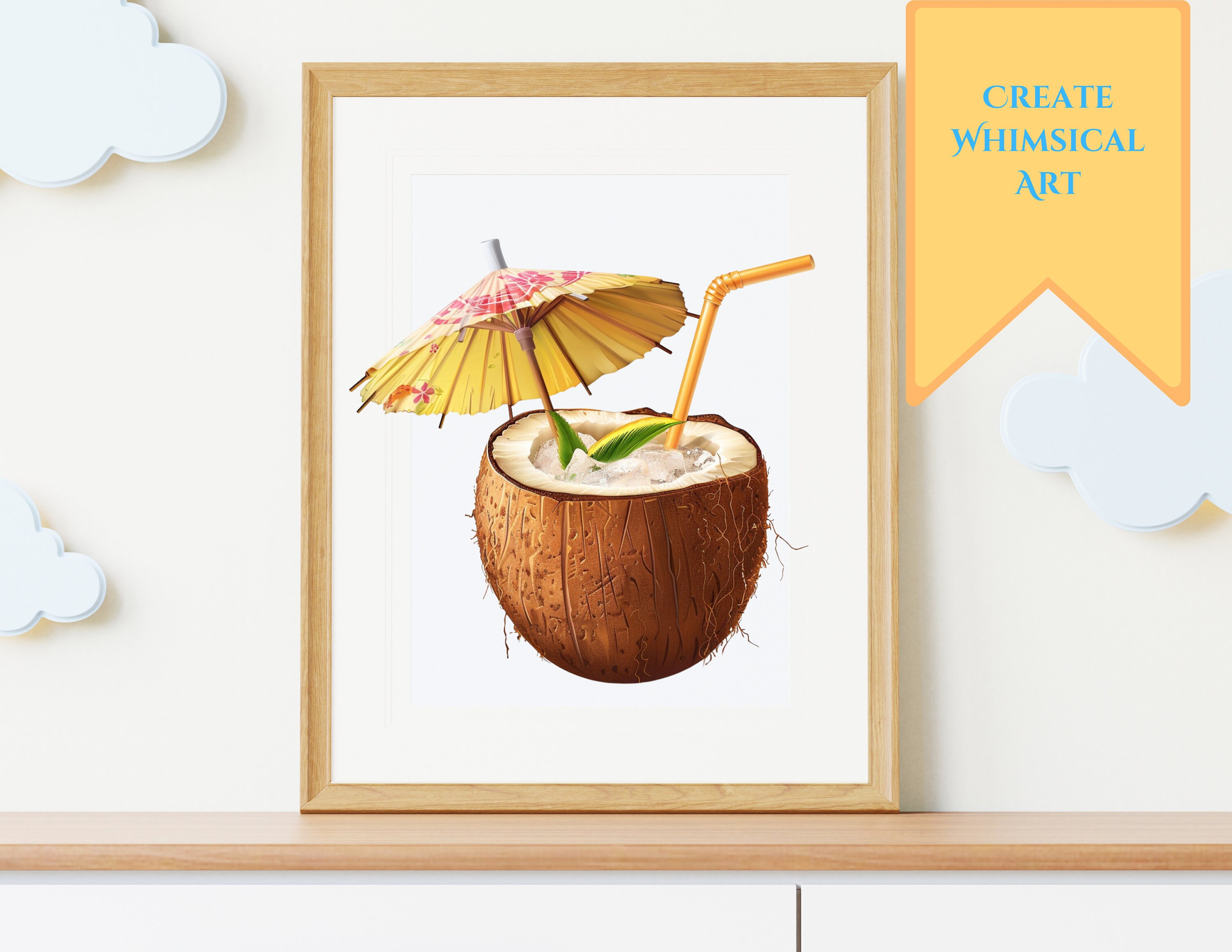 Tropical Drink Clipart 32 Pngs Coconut Cocktail Instant Download Summer ...
