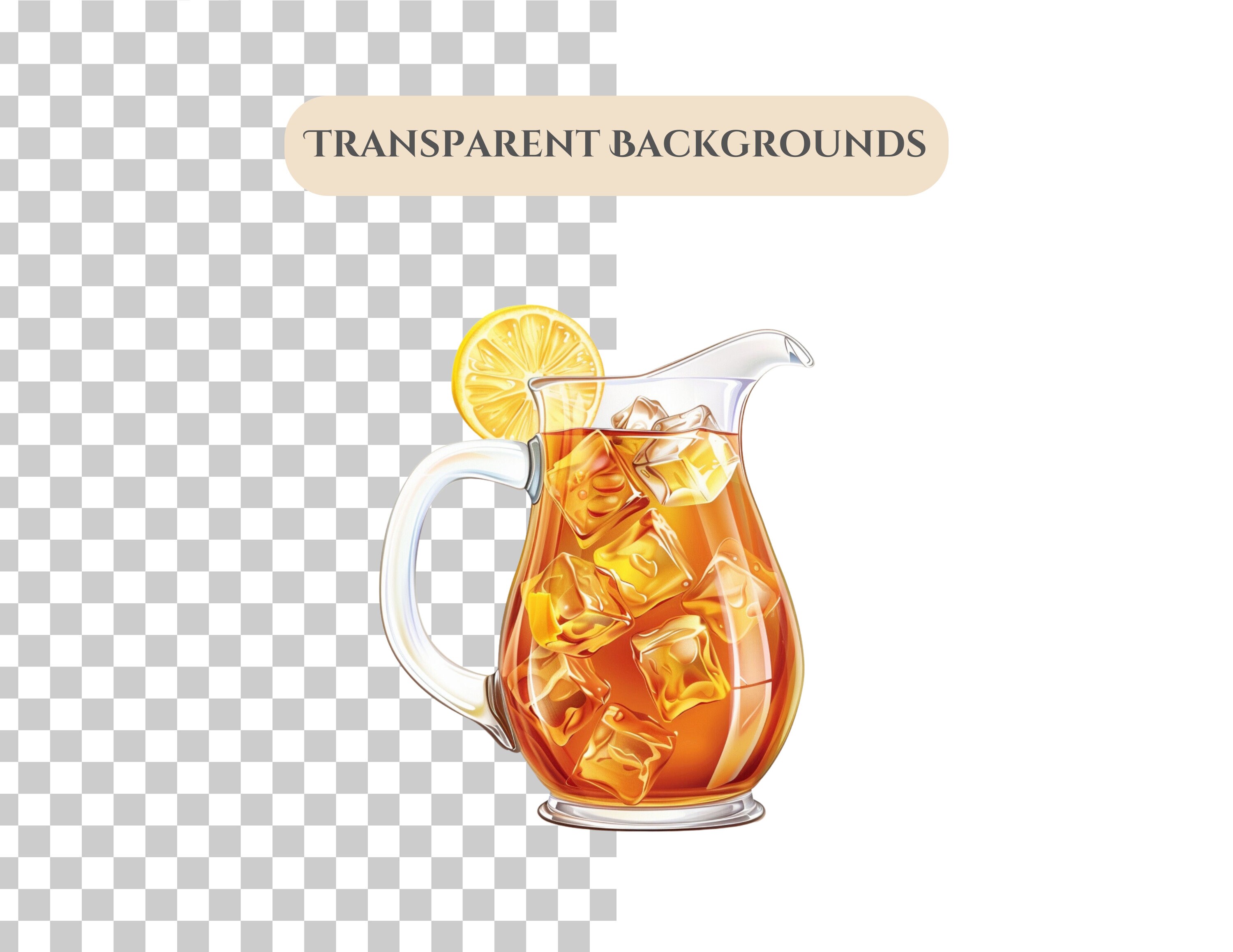 Iced Tea Clipart Pack - Transparent Background - Iced Tea - Lemons ...