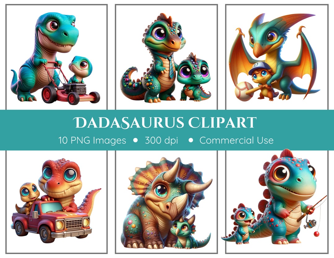 Dadasaurus Clipart | 10 Pngs | Father's Day Clipart | Papasaurus ...