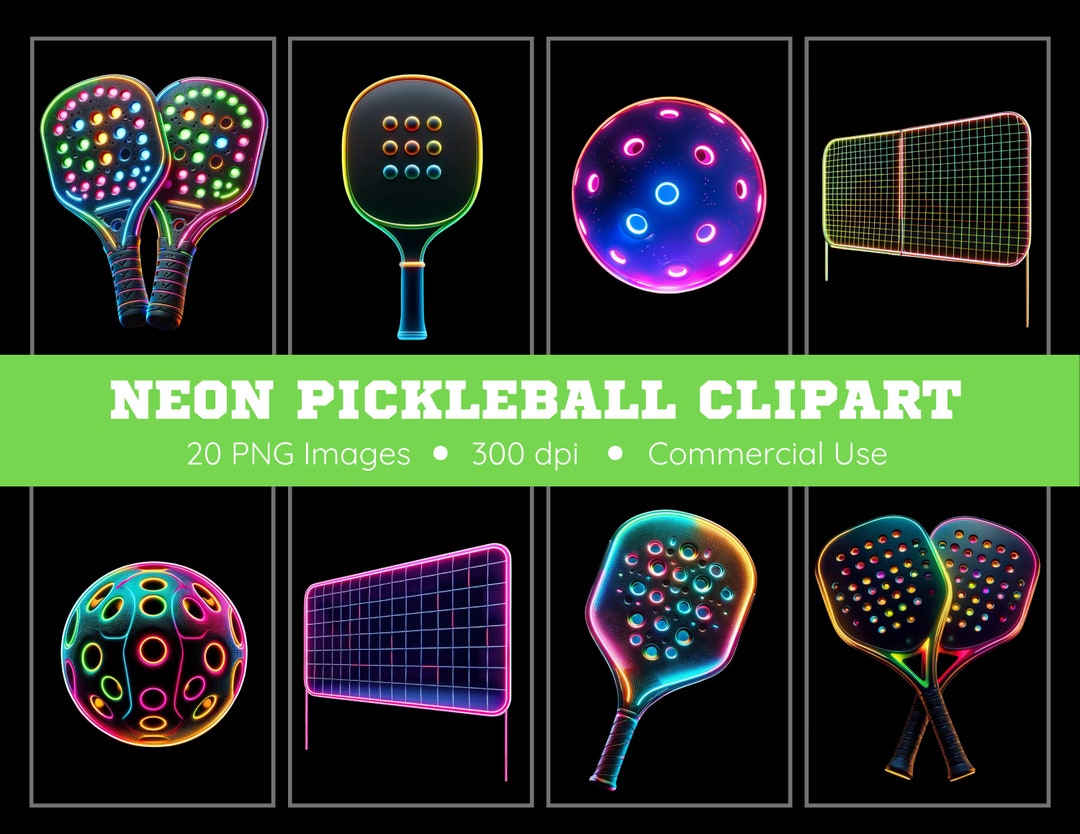 Neon Pickleball Clipart PNG | 20 Pngs | Transparent Background ...