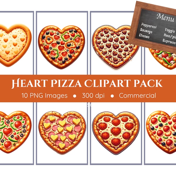 Heart Pizza Clipart - Etsy