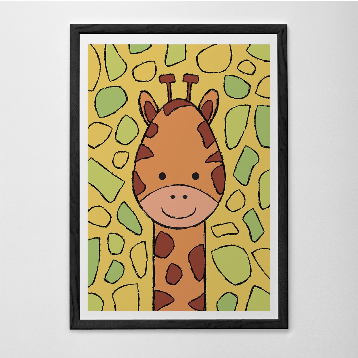 KIDS ROOM POSTER - "yellow Giraffe" Nursery Room Art Print, Kids Room ...