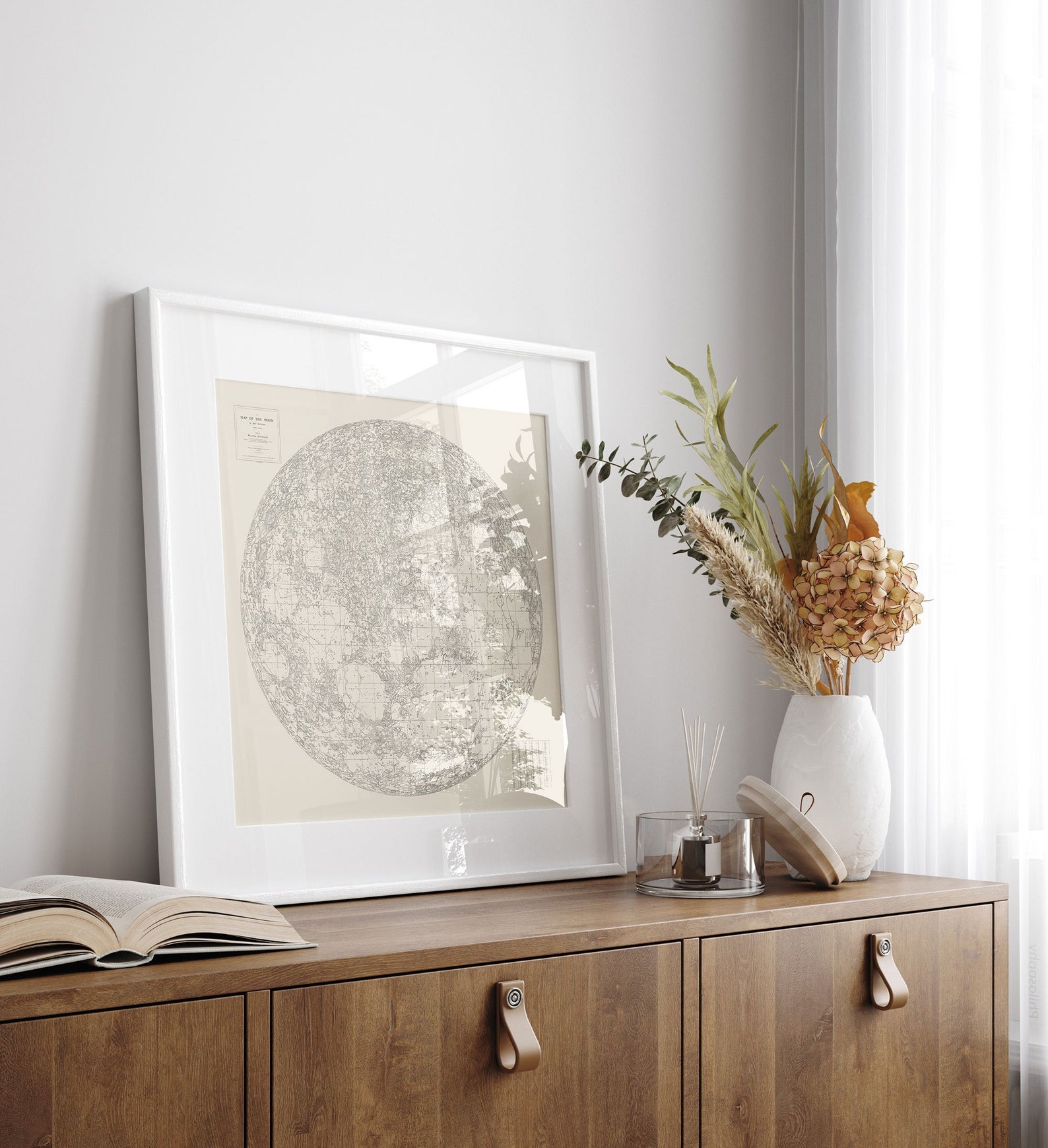 ANTIQUE MOON MAP - Large Moon Map, Digital Download, Antique Celestial ...