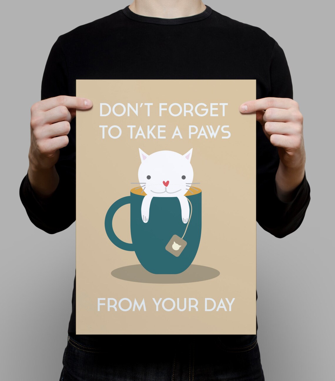 CUTE CAT POSTER Fine Art Cat Quote Print Home Decor Wall Art High ...