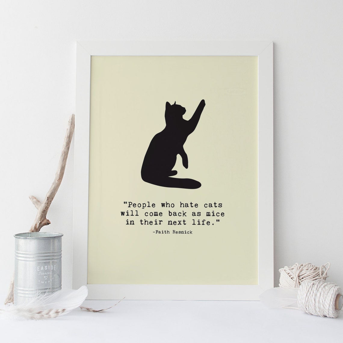 CAT QUOTE Poster Cat Poster Cat Wall Art Yellow Giclee Print Black Cat ...