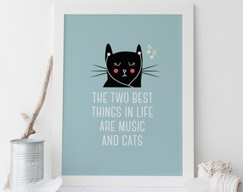 Cat Poster Cat Wall Art High-quality Giclee Print Cat Quote Art Print ...