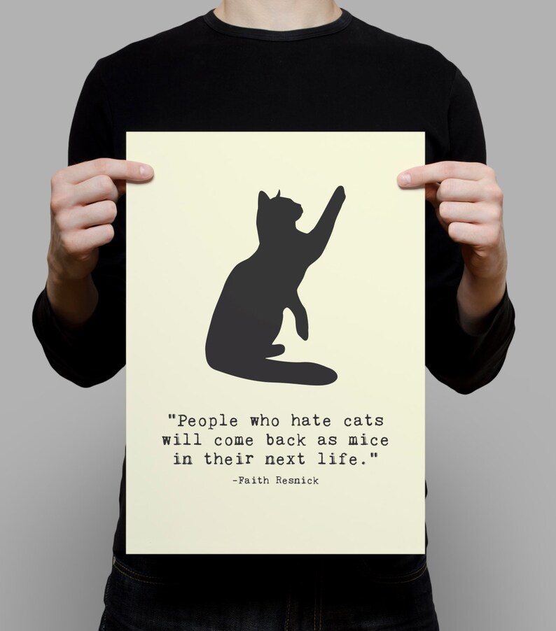 CAT QUOTE Poster Cat Poster Cat Wall Art Yellow Giclee Print Black Cat ...