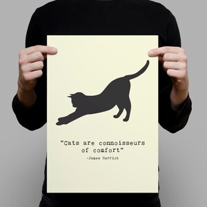 CAT QUOTE POSTER Yellow Cat Art Print Gift for Cat Lover Cat Wall Art ...