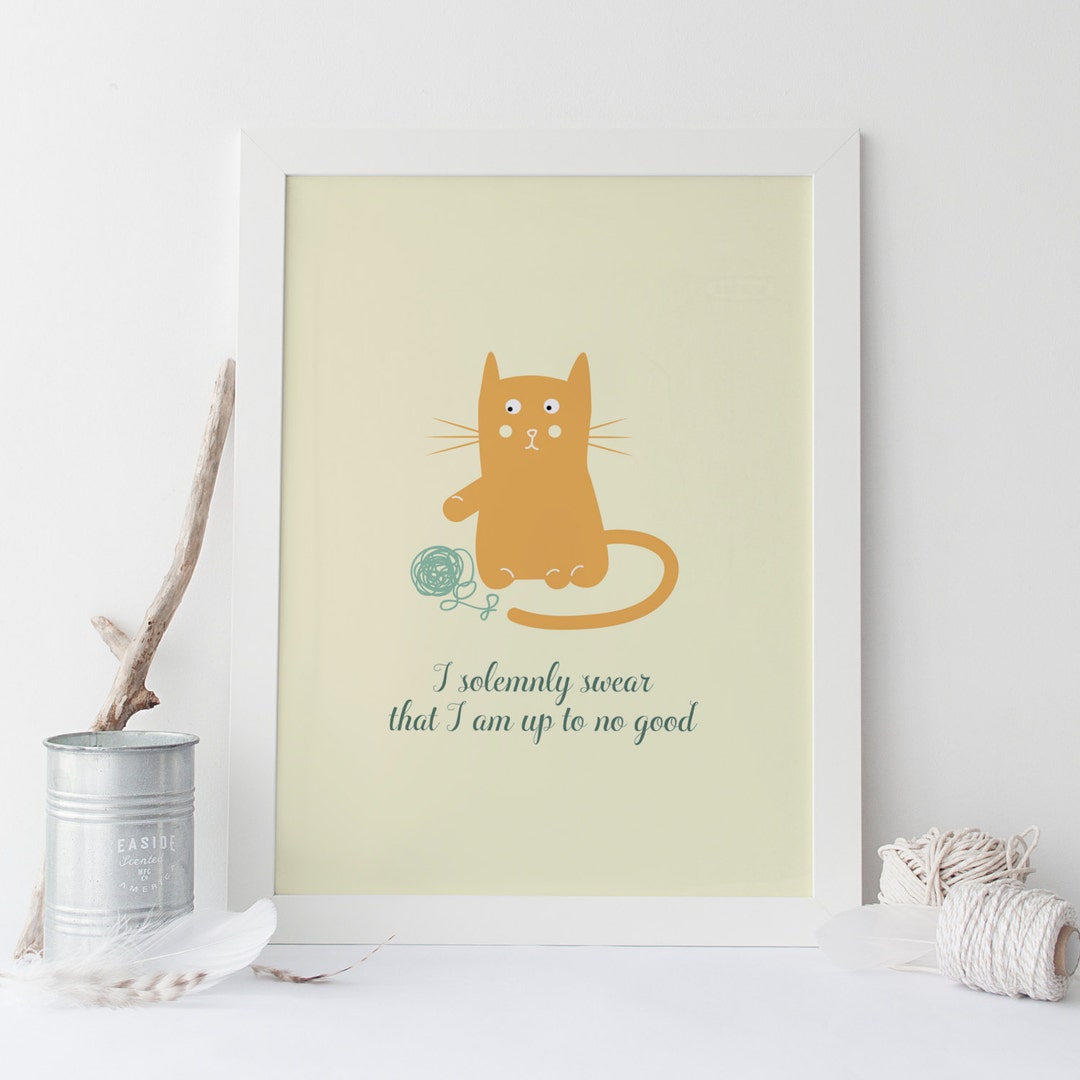 CUTE MODERN CAT Poster Mid Century Print Cat Quote Cat Print Wall Art ...