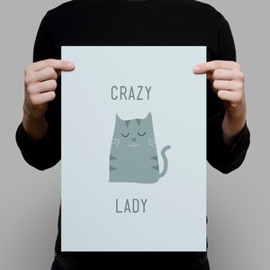 CRAZY CAT LADY Cat Poster High Quality Cat Print Cute Baby Blue Poster ...