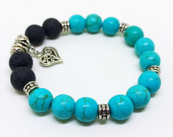 Essential Oil Diffuser Stretch Bracelet Turquoise Magnesite - Etsy