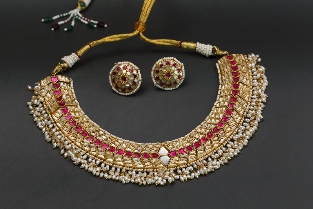 MOP Pachi Kundan Necklace, Ruby Indian Bridal Jewelry - Etsy