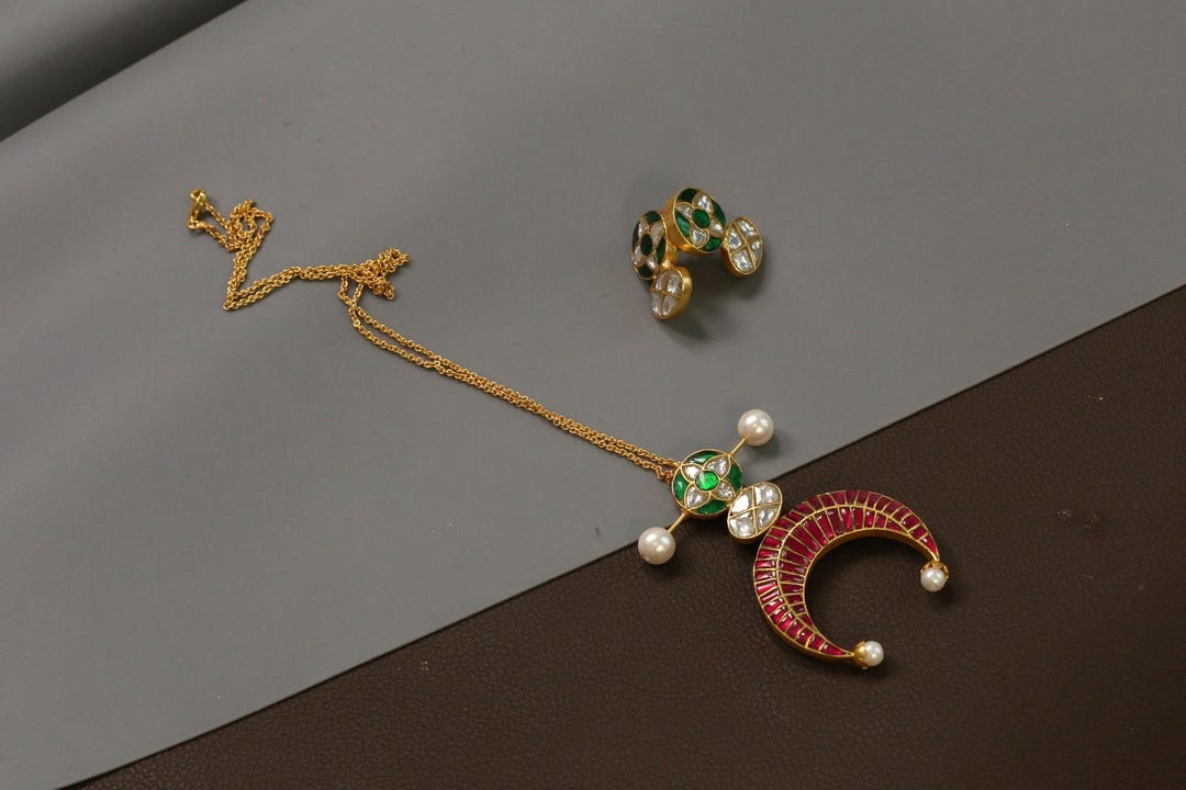 Designer Chand Jadau Kundan Necklace Set, Indian Bridal Jewelry - Etsy