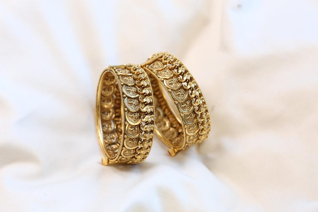 Antique Gold Bangle , Indian Bangle, Temple Jewelry, Coin Lakshmi ...