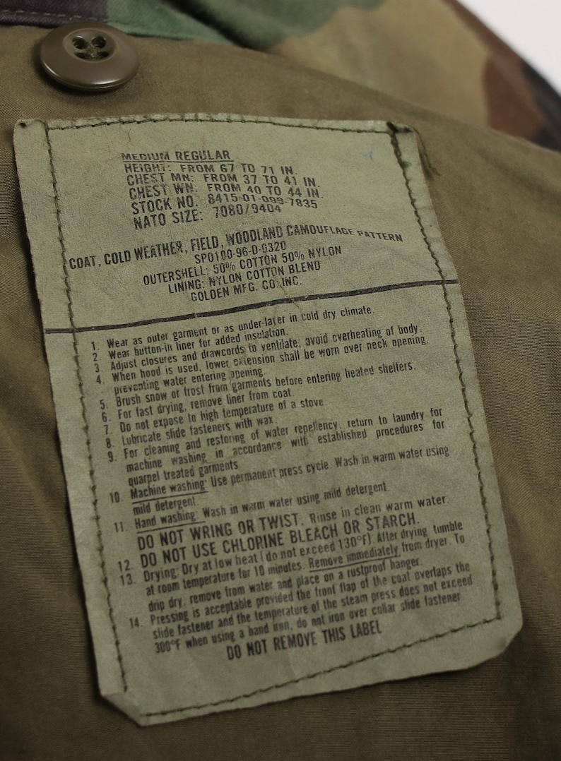 Vintage Air Force Woodlands M1965 Field Jacket Medium Regular ETR423 - Etsy