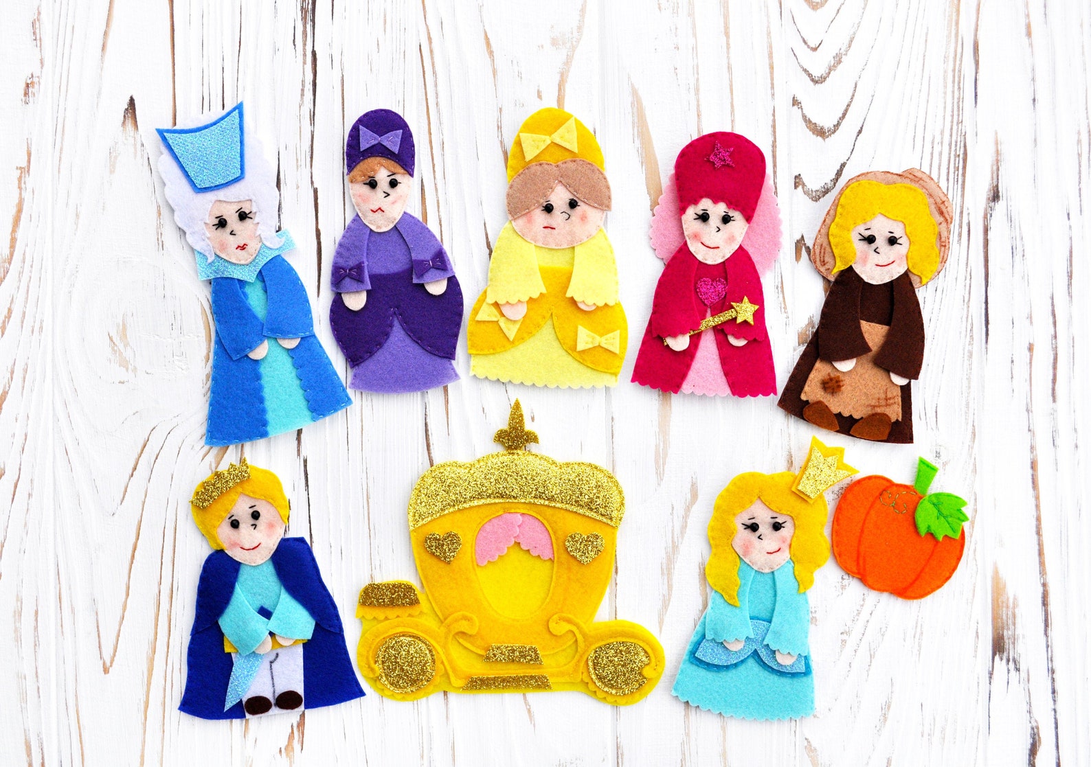 Cinderella Felt finger puppets Story time felt | Etsy