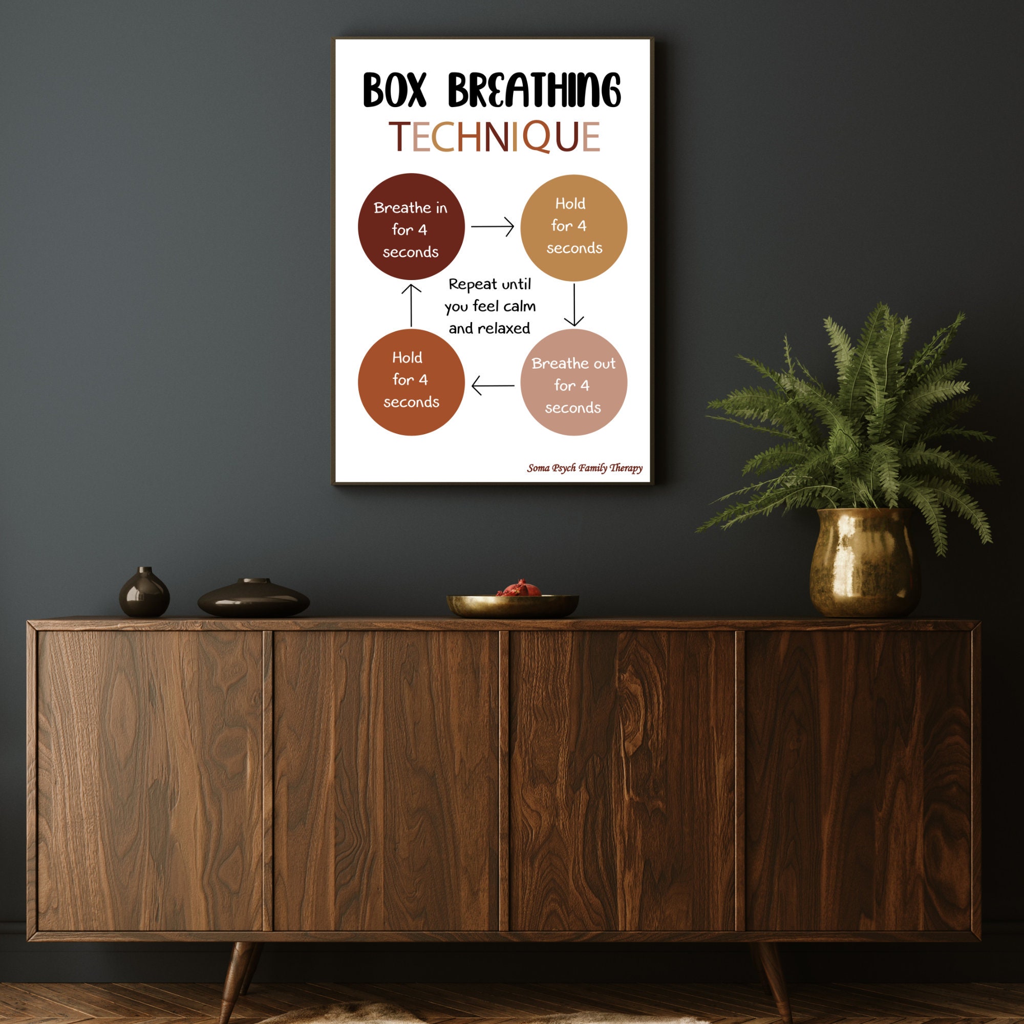 Box Breathing Poster | Counseling Office Decor | Printable for Therapy ...