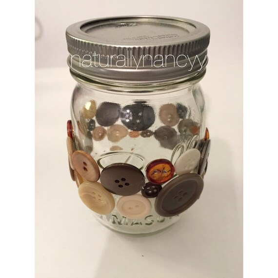 Items similar to Decorative Mason Jar with Buttons on Etsy