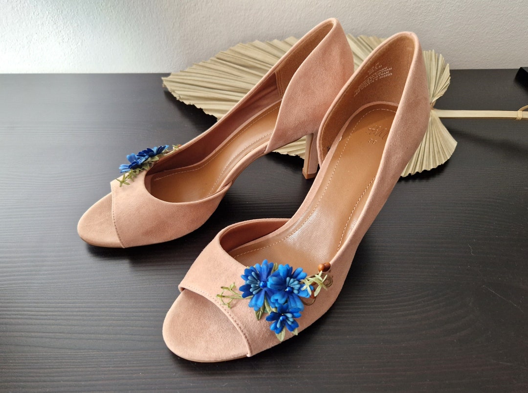 Navy Blue Shoe Clips, Bride to Be, Floral Shoe Clip, Bridesmaids Gifts ...