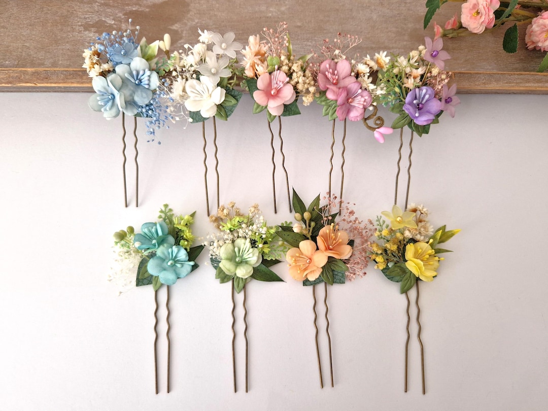 Meadow Hair Pins Wildflower Pastel Flowers Colourful Meadow Flower ...
