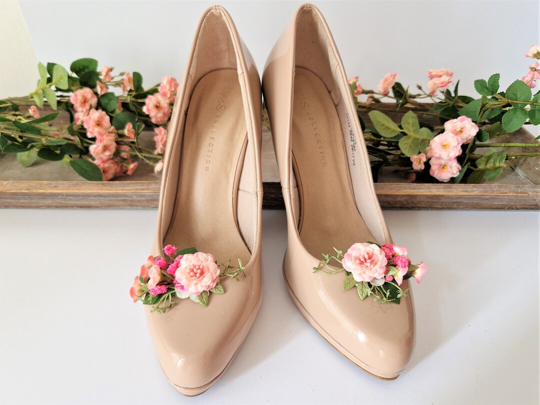 PINK Flower Shoe Clips Rustic Wedding Accessories Bridal Floral Shoe ...