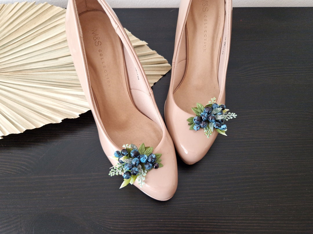 BLUEBERRIES Shoe Clips Handmade Clips Flowerfeliz Floral Shoe Clips ...