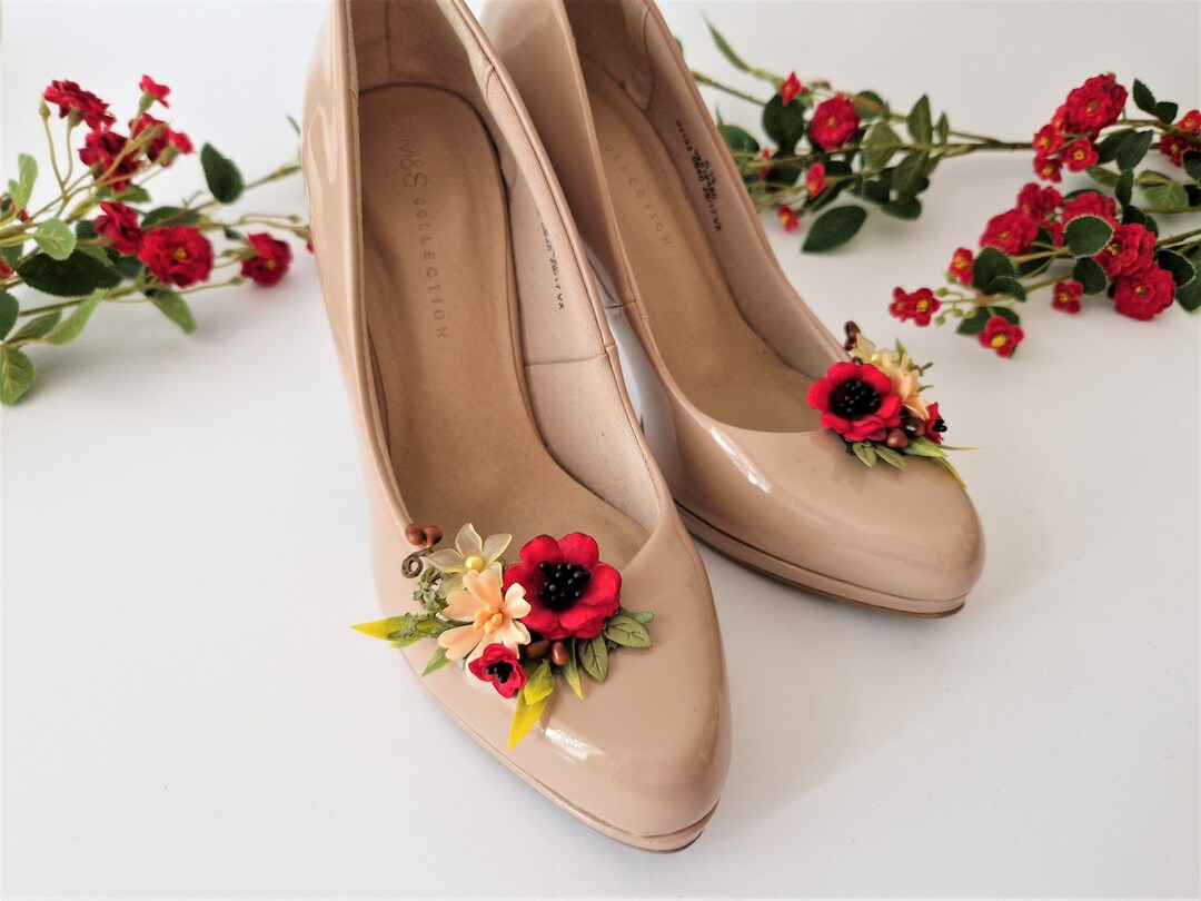 RED POPPY Flower Shoe Clips, Poppy Flowers, Shoe Clip, Poppy ...