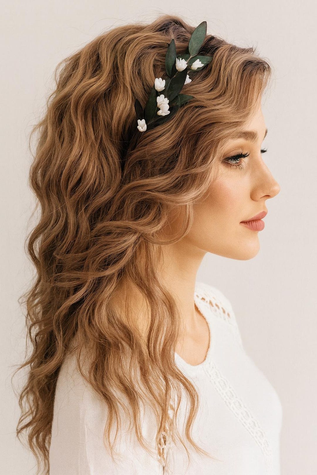 Eucalyptus Pearl Headband • Dried Greenery Headband • Dry Flowers Hair ...