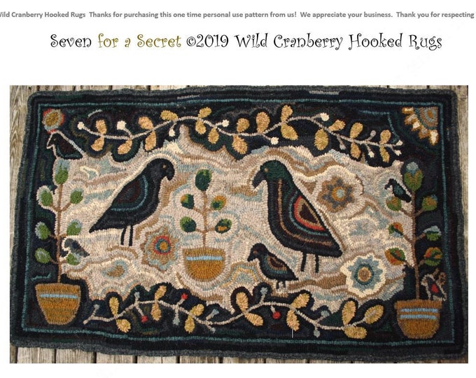 Primitive Hooked Rug Hooking Pattern Puffin Bluenose Sailboat Ocean ...