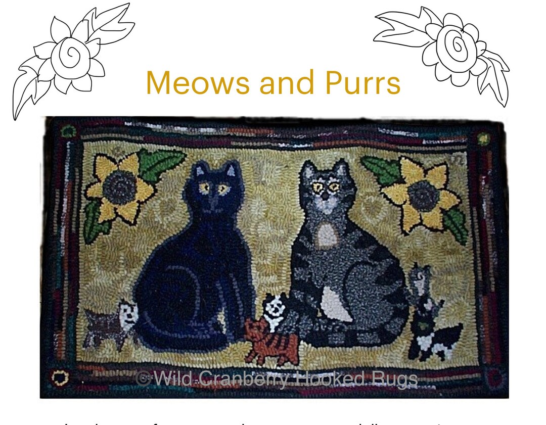 Primitive Cat Hooked Rug Hooking Pattern (not the Rug!) Digital Pdf ...