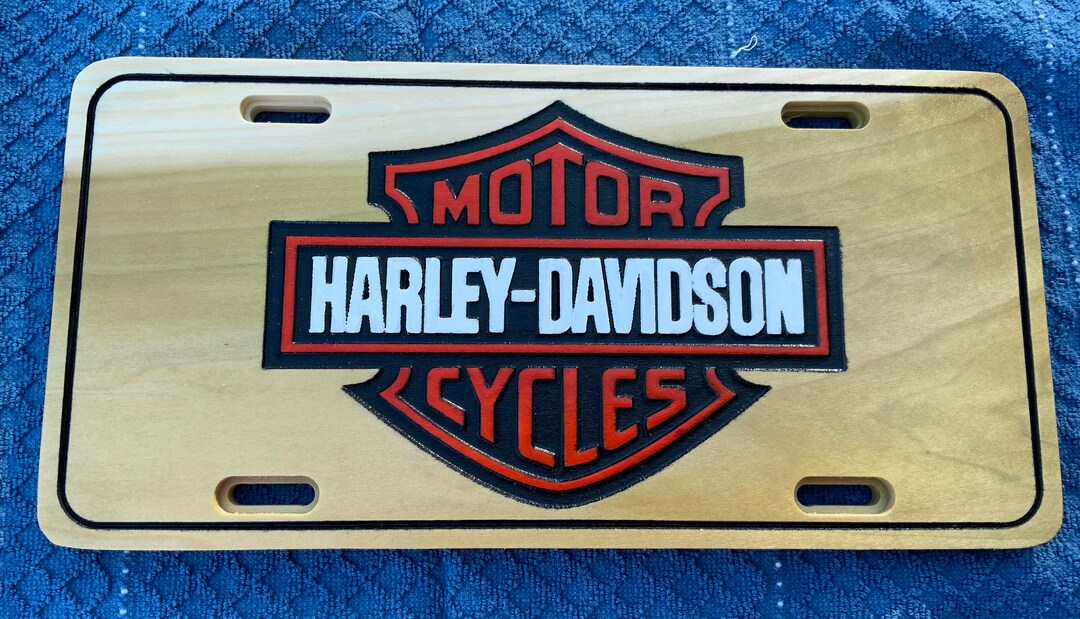 Harley Davidson Hand Made Poplar Hardwood Wooden License Plate Sign ...