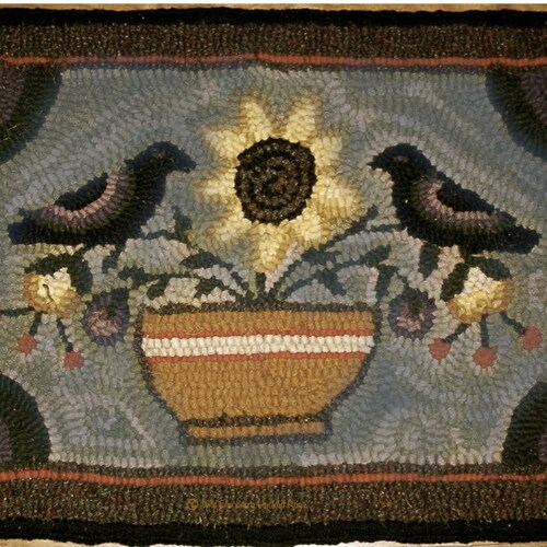 Primitive Hooked Rug Hooking Pattern for the Birds Yellowware - Etsy