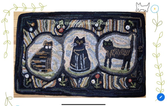 Primitive Cat Hooked Rug Hooking Pattern not the Rug - Etsy