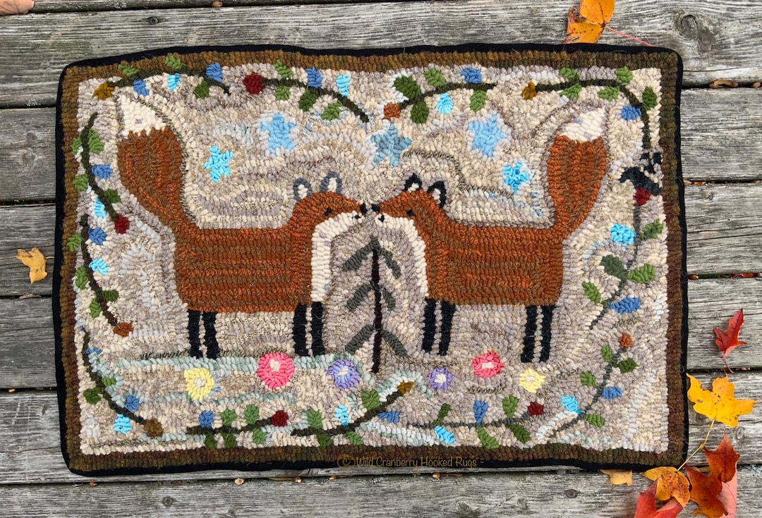 Primitive Hooked Rug Hooking Fox Love Dogs (not the Rug!) Digital Pdf ...