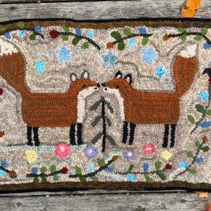 Primitive Hooked Rug Hooking Fox Love Dogs (not the Rug!) Digital Pdf ...