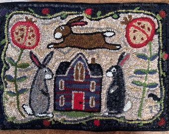 Primitive Hooked Rug Hooking Pattern Puffin Bluenose Sailboat Ocean ...