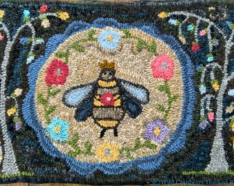 Bee Beehive Telling the Bees Rug Hooking Floral Primitive Rug Hooking ...