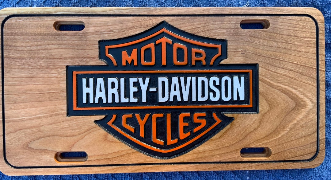 Harley Davidson Hand Made Cherry Hardwood Wooden License Plate Sign ...