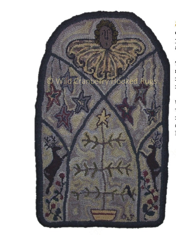 Primitive Hooked Rug Hooking Pattern The Stone Angel Sampler | Etsy