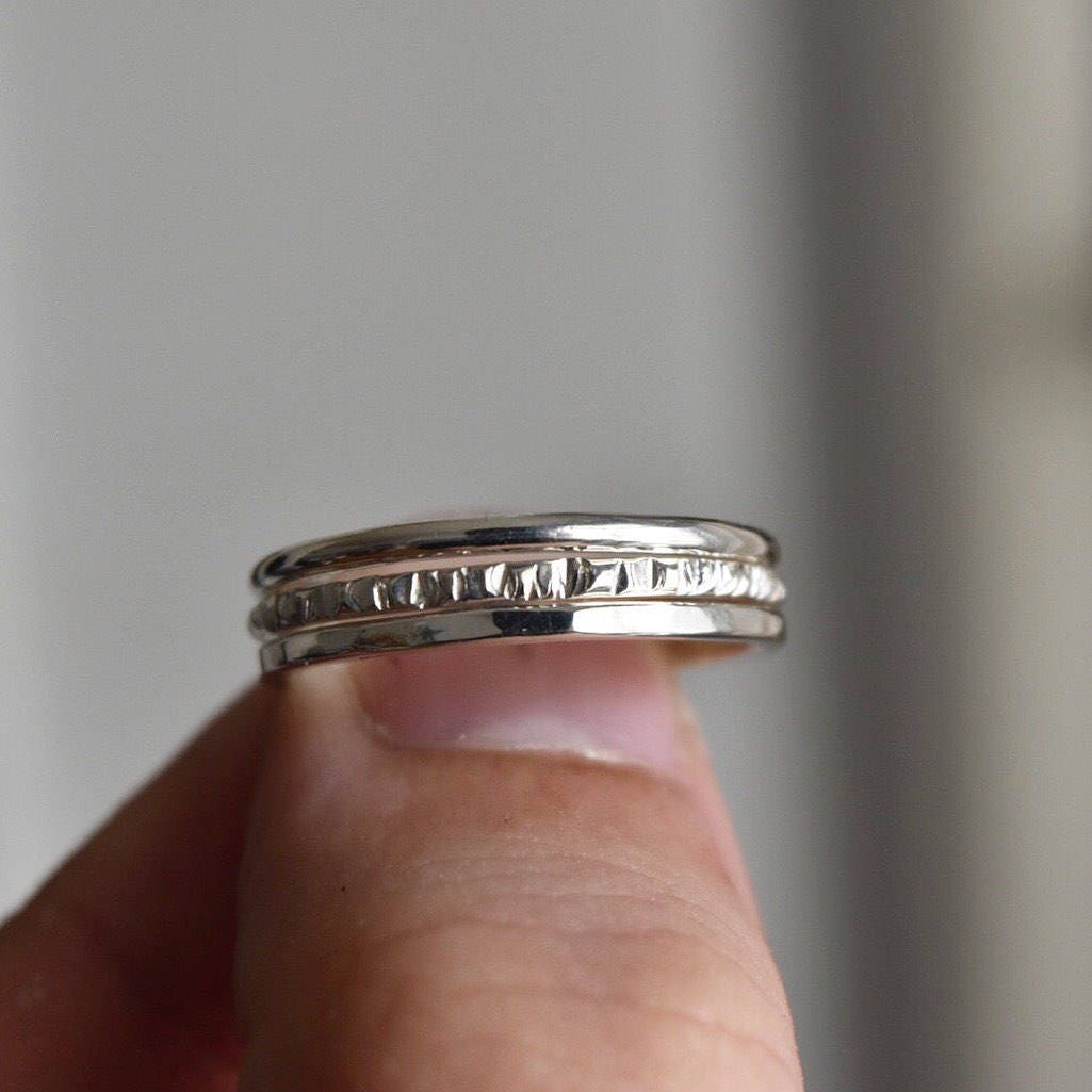 Silver Stacking Rings. Sterling Silver Stacking Rings. Textured Rings ...