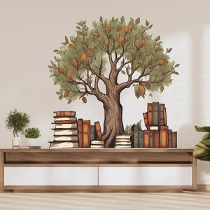 Library Tree Wall Art Decal, Library Wall Decal, Education Decals, Kids ...
