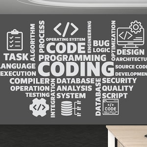 Coding Binary Code Wall Decal, Technology Vinyl Wall Art Decal, Circuit ...