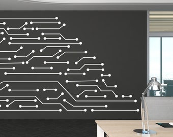 Circuit Board Binary Code Wall Decal, Technology Vinyl Wall Art Decals ...