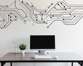 Circuit Board Binary Code Wall Decal, Technology Vinyl Wall Art Decals ...